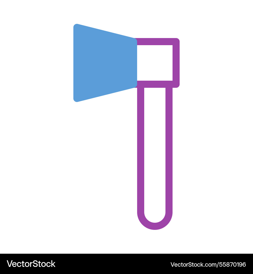 Axe with a blue blade and purple outline Vector Image