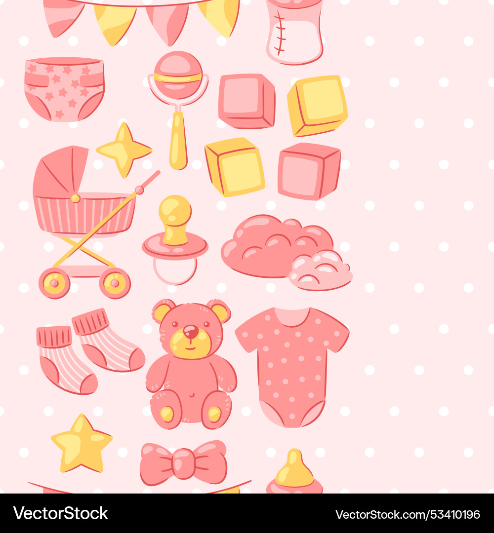 Baby shower pattern new born boy happy Royalty Free Vector