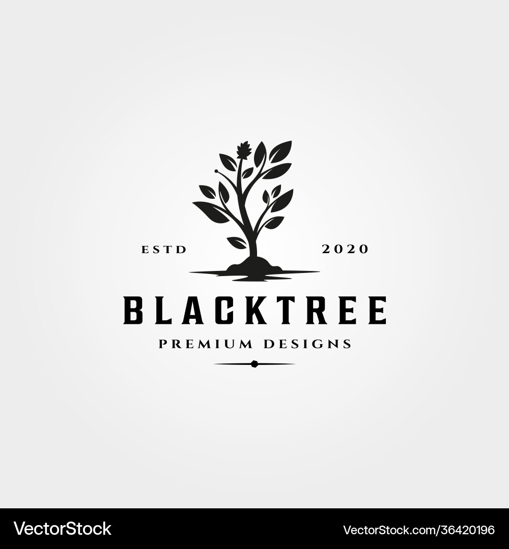 Black tree icon logo vintage nature symbol design Vector Image