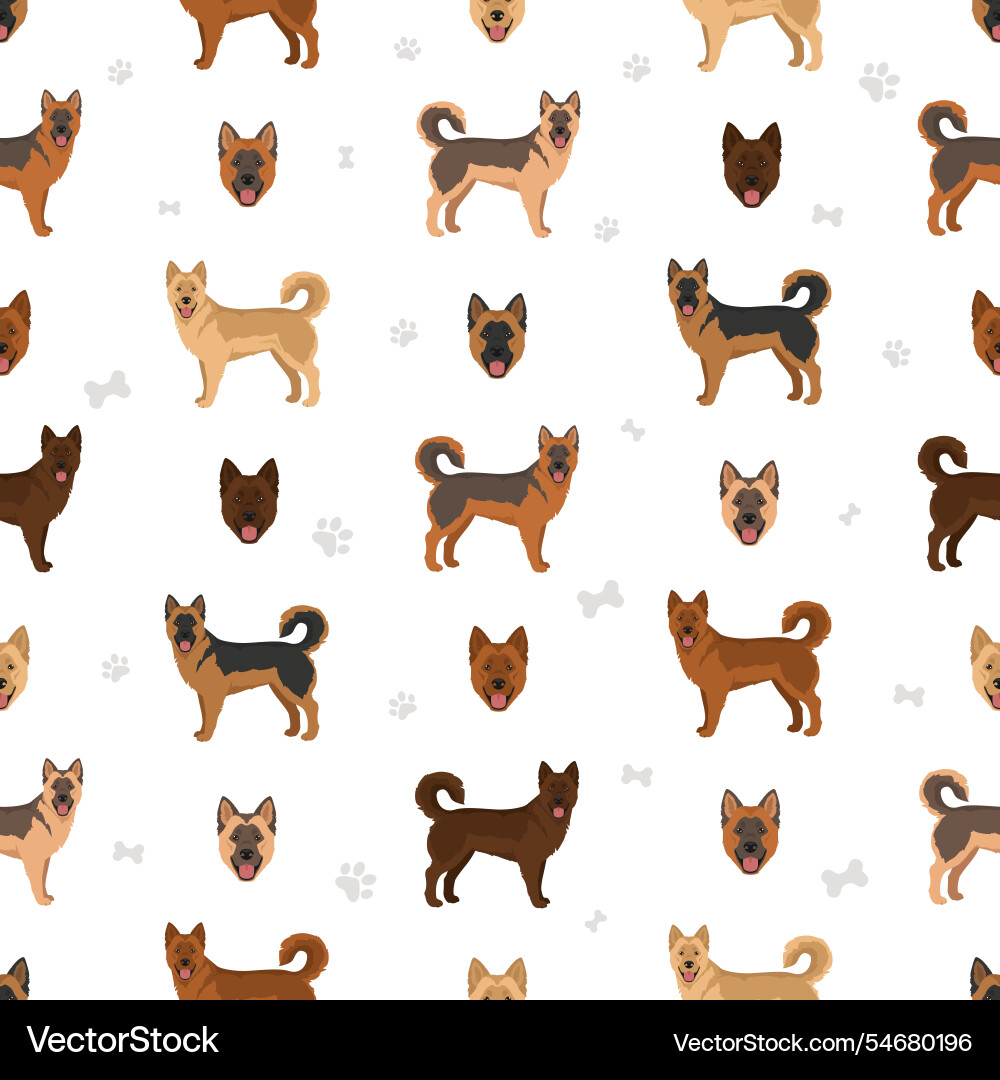 Chow shepherd mix seamless pattern Royalty Free Vector Image