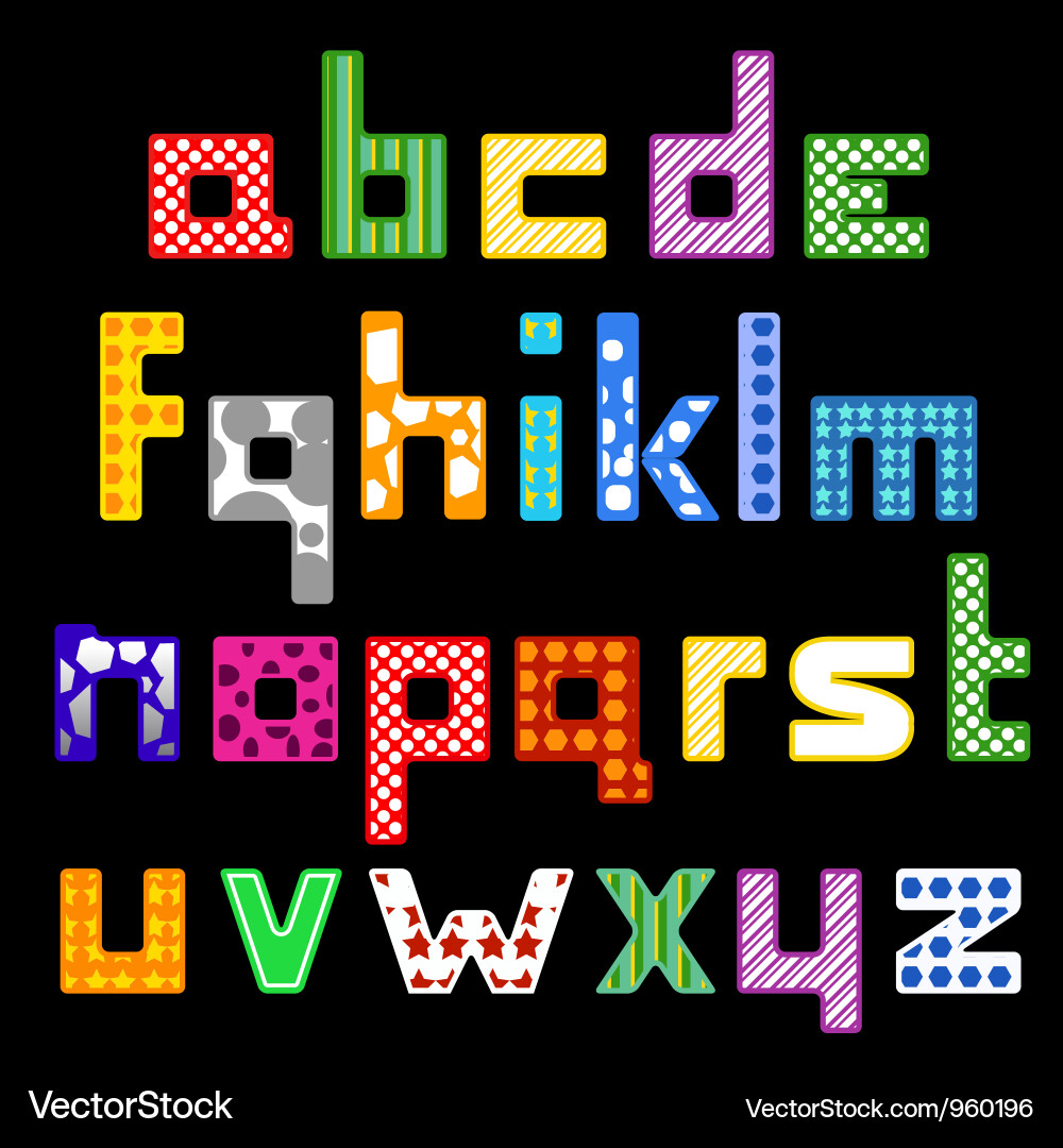Colorful cubic style font Royalty Free Vector Image