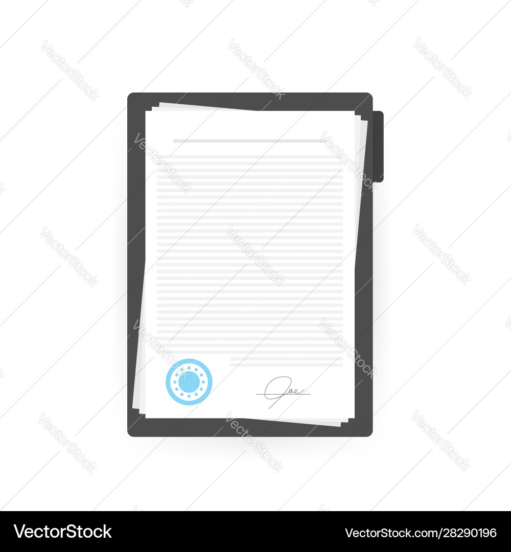 Contract agreement paper blank with seal Vector Image