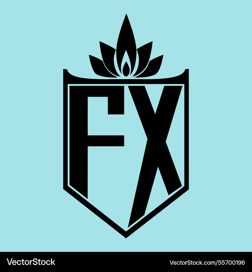 Fx logo with elegant crown symbol and shield Vector Image
