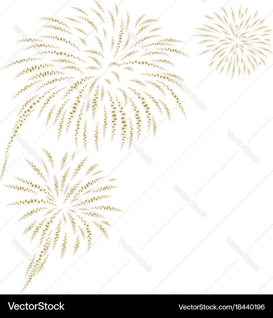 Gold fireworks on white background Royalty Free Vector Image