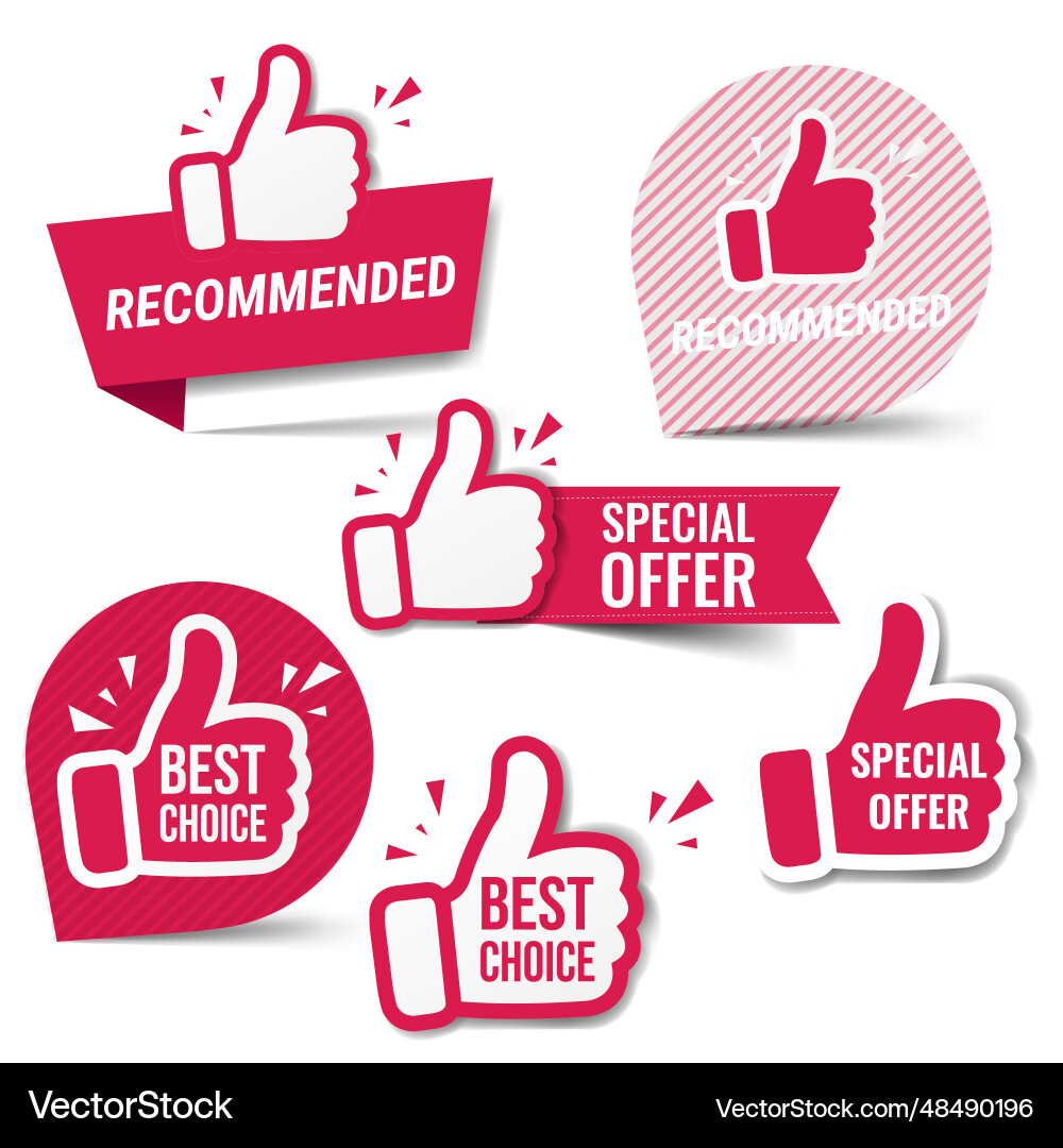 Hand banner recommended and best choice Royalty Free Vector