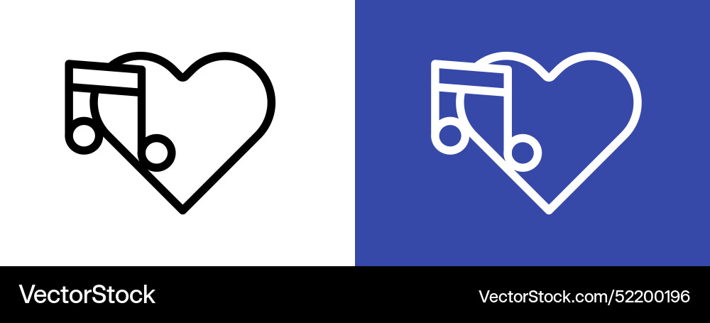 Heard heart note icon logo sign set outline Vector Image