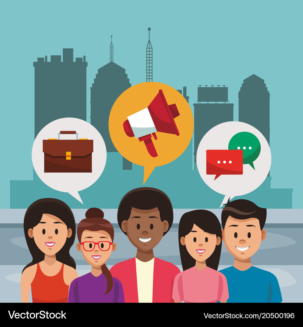 Junge Menschen und soziale Medien Lizenzfreies Vektorbild