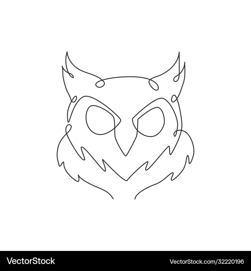 One single line drawing elegant owl bird head Vector Image