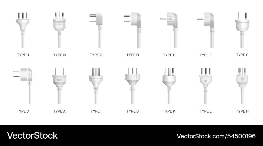 Power sockets cables types for appliances Vector Image