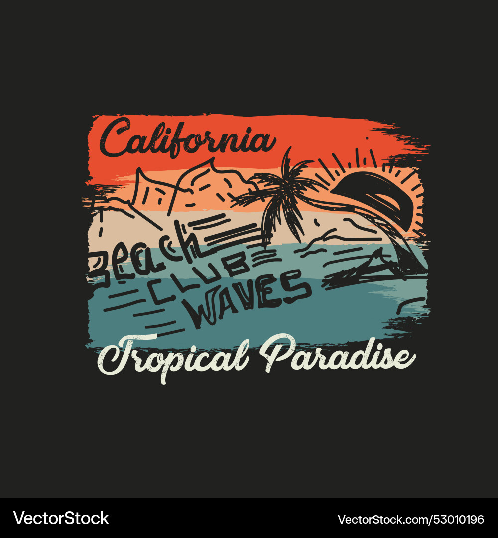Retro california beach tropical paradise Vector Image