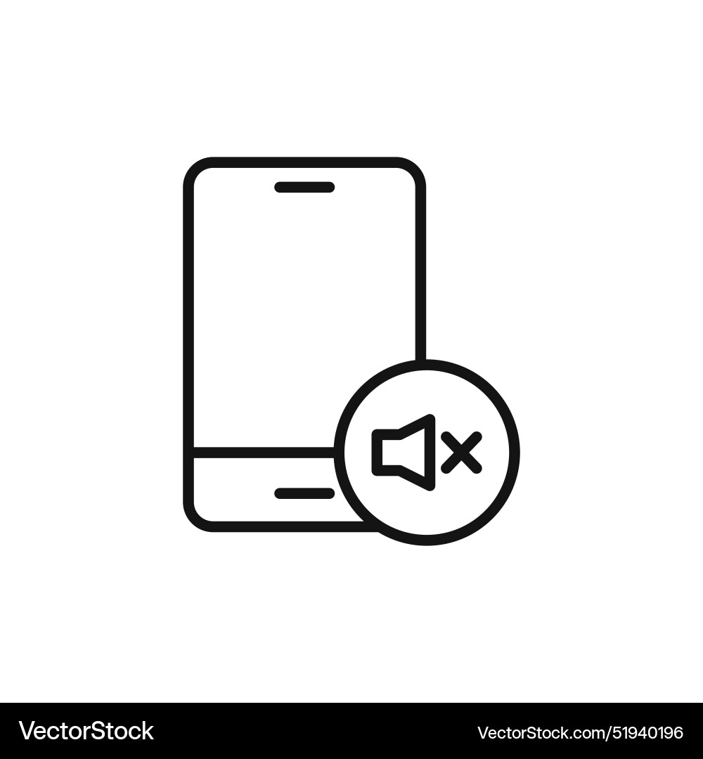 Silent phone icon logo sign outline Royalty Free Vector