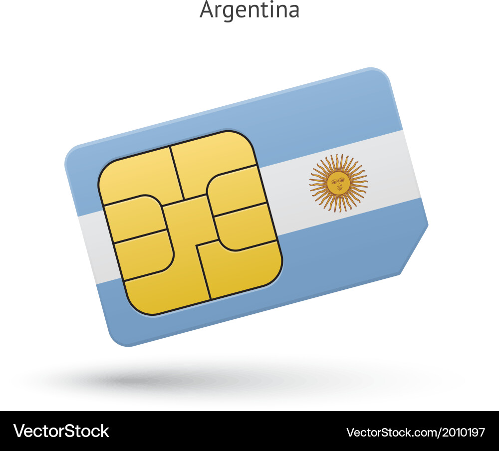 Argentina mobile phone sim card with flag Vector Image