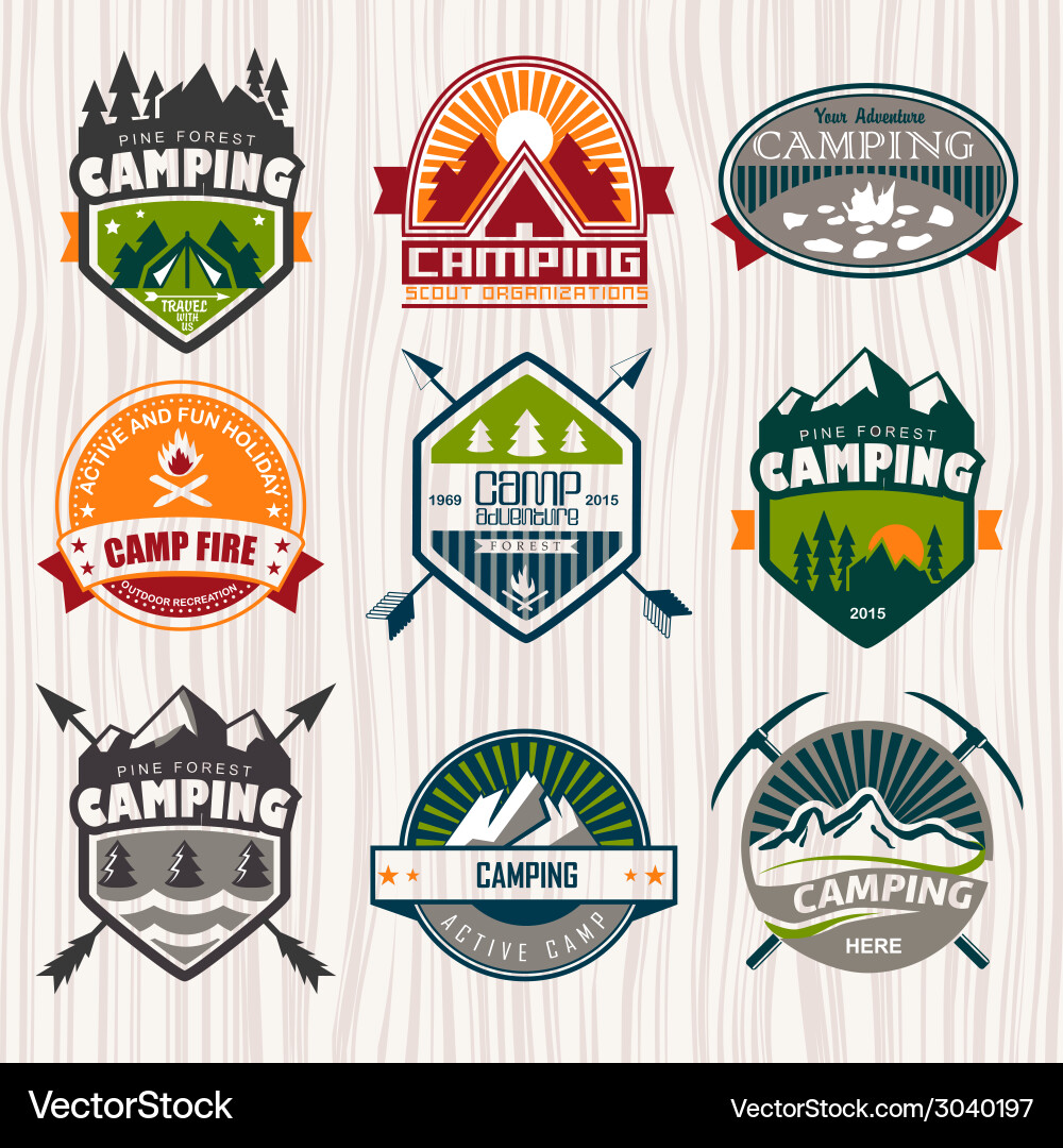 Camping Badges & Labels Royalty Free Vector Image