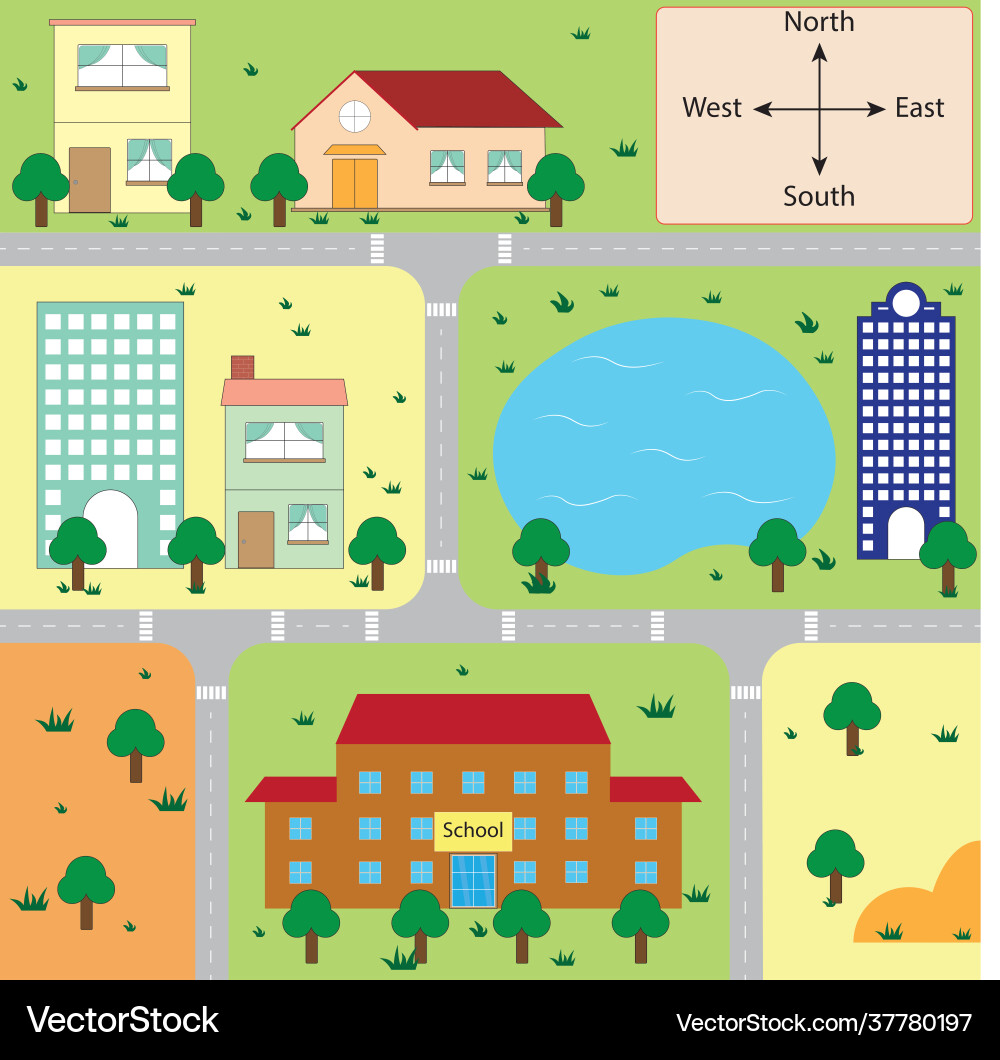 City map Royalty Free Vector Image - VectorStock