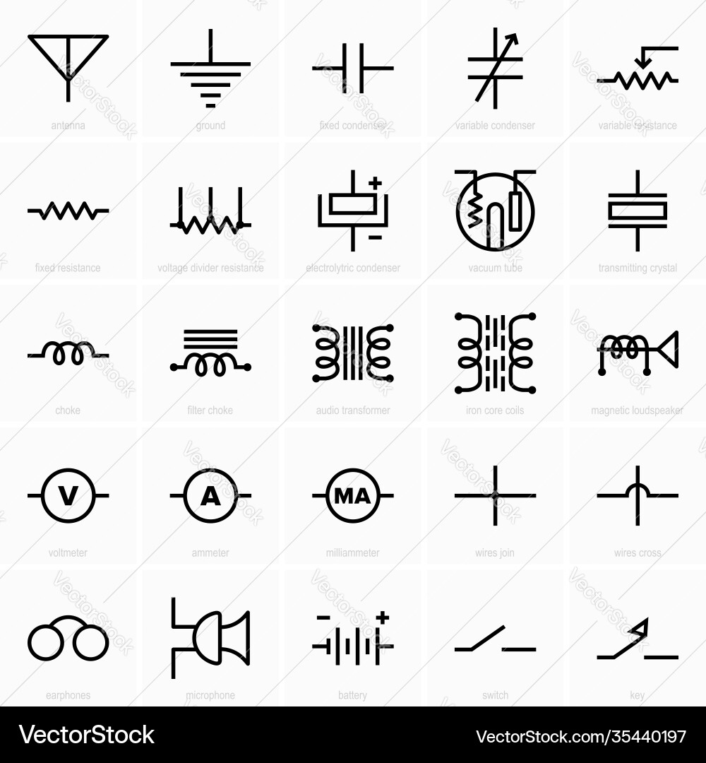 Electrical circuit and radio components Royalty Free Vector