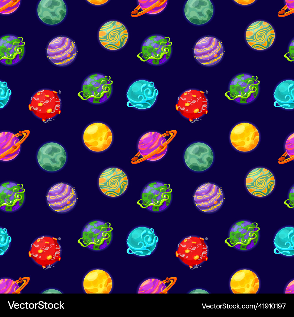 Fantasy planets background game design elements Vector Image