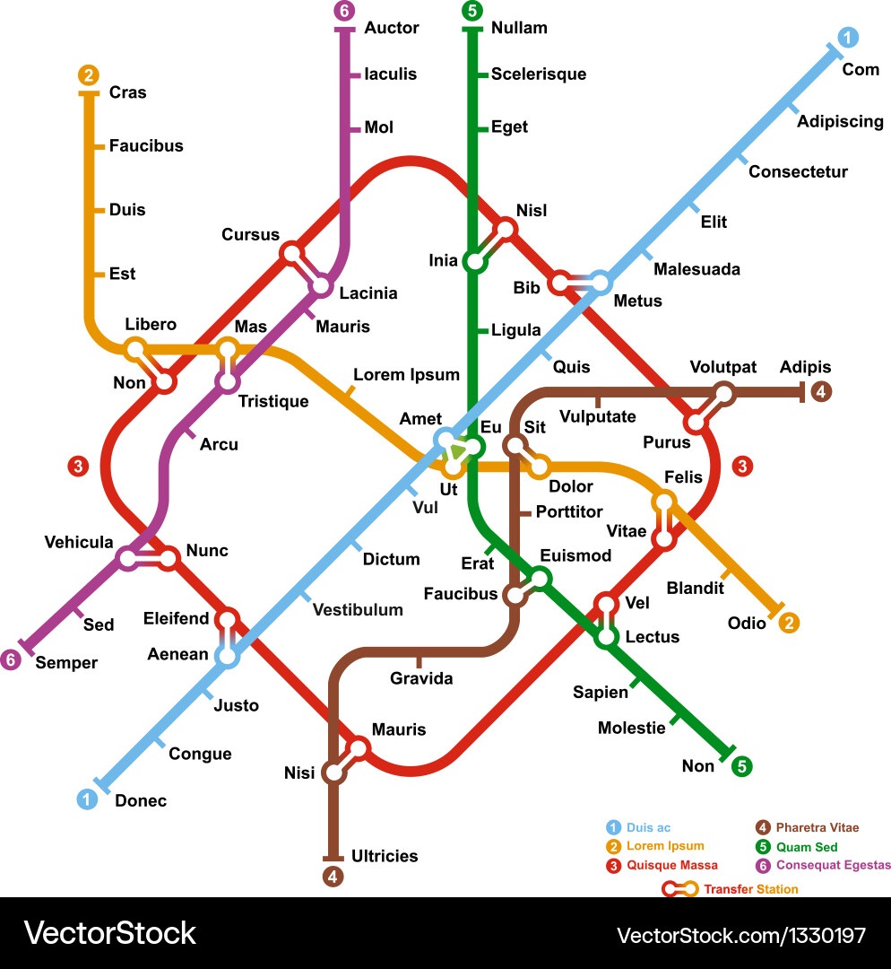 Fictional metro map Royalty Free Vector Image - VectorStock