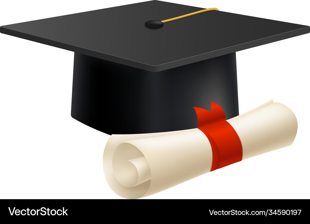 Graduation paper hat composition Royalty Free Vector Image