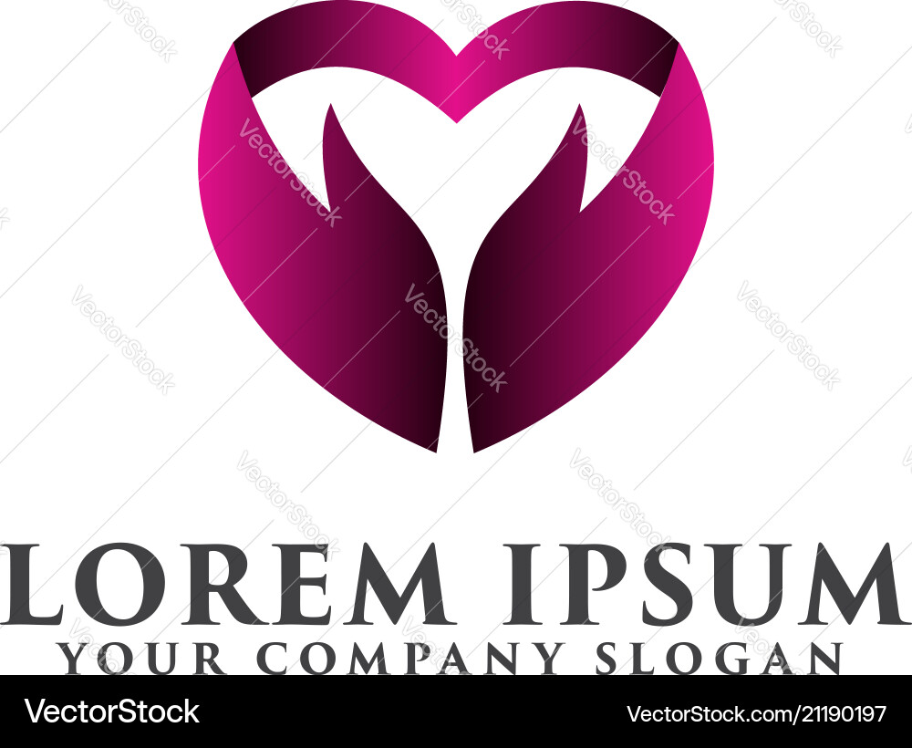 Hand love logo design concept template Royalty Free Vector