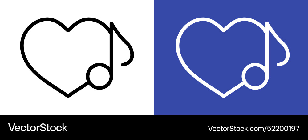 Heard heart note icon logo sign set outline Vector Image