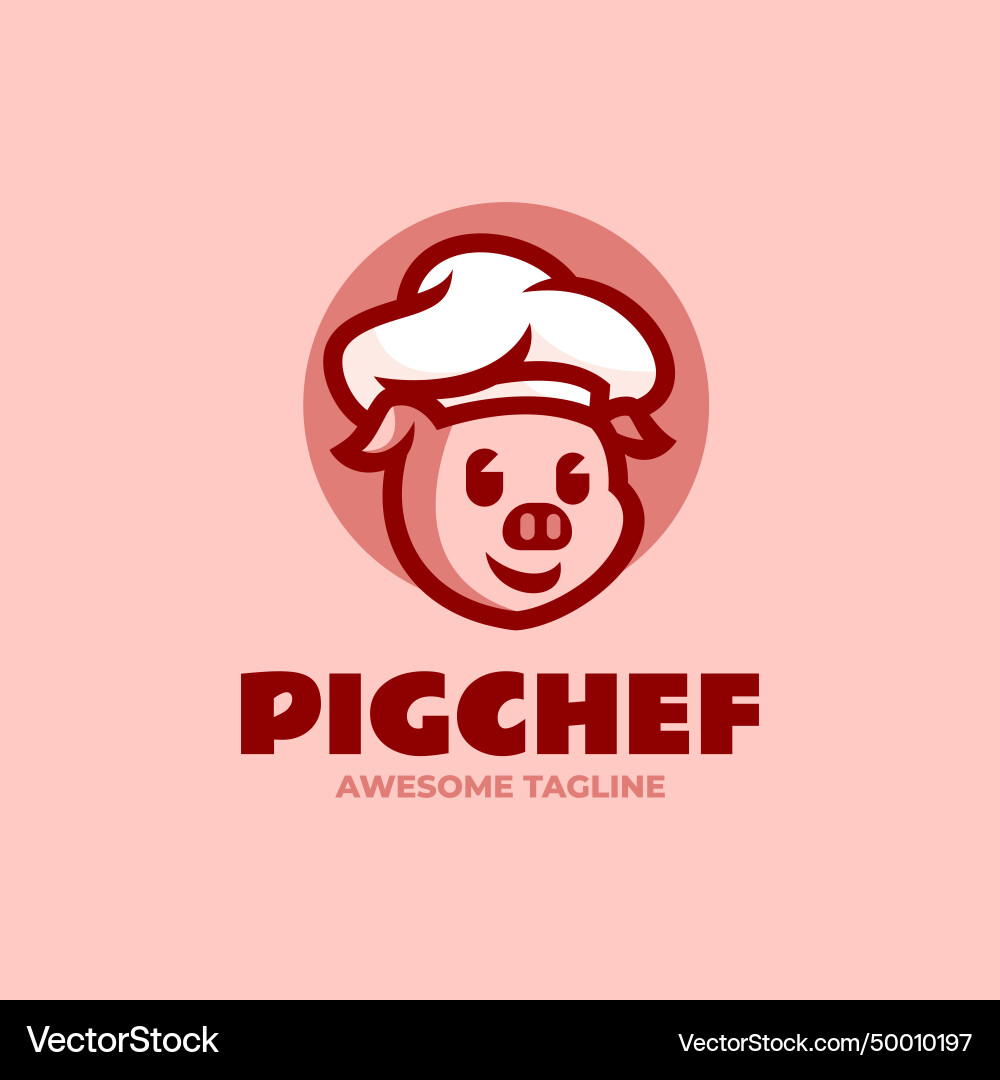 Logo pig chef mascot cartoon style Royalty Free Vector Image
