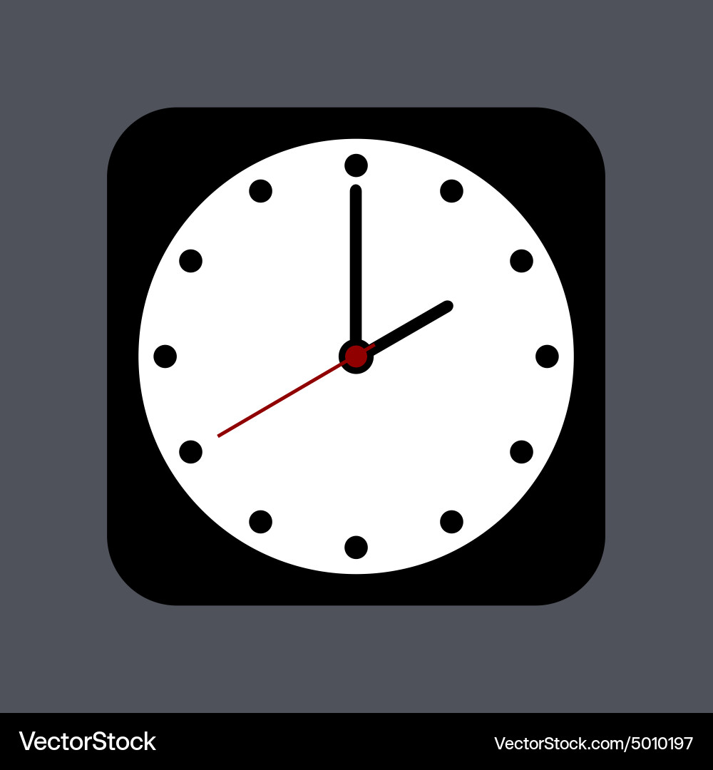 Modern clock icon on gray Royalty Free Vector Image