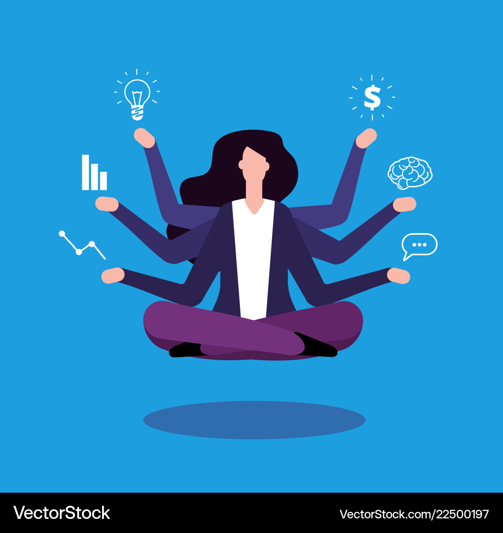 Multitasking businesswoman office manager Vector Image