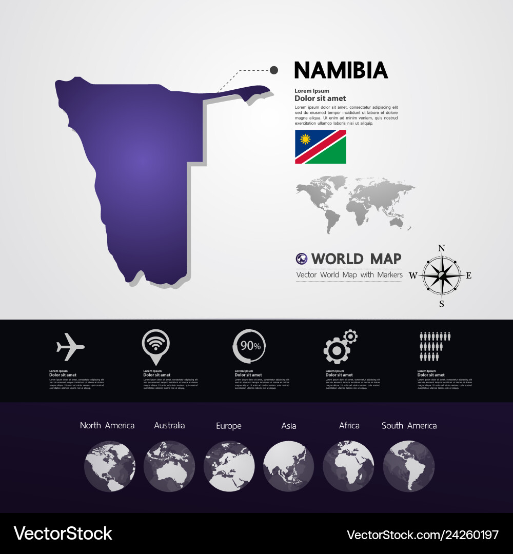 Namibia map Royalty Free Vector Image - VectorStock