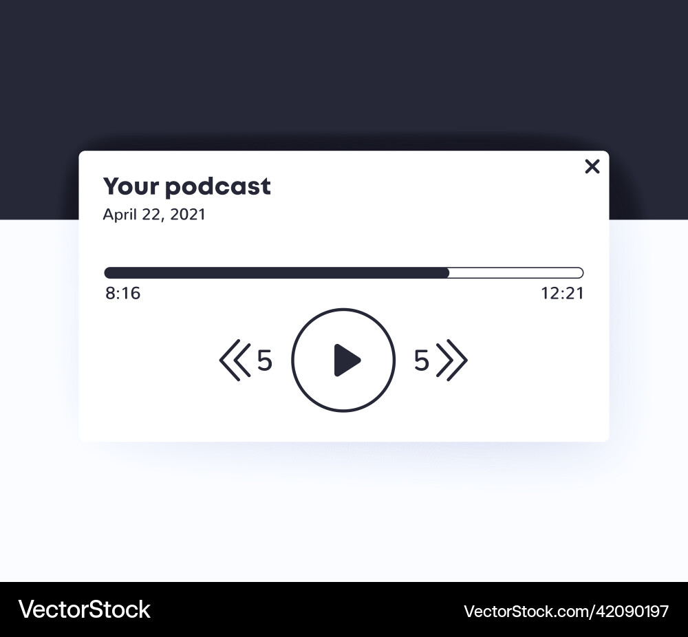 Podcast player interface design in minimal style Vector Image