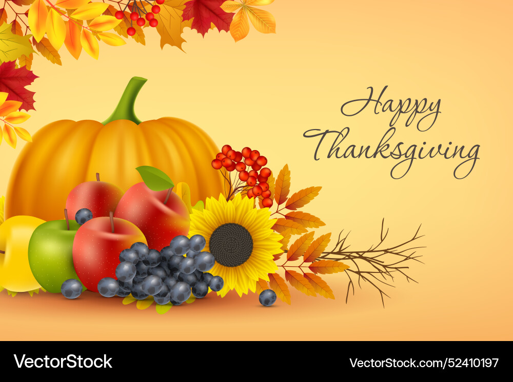 Realistic thanksgiving celebration background Vector Image