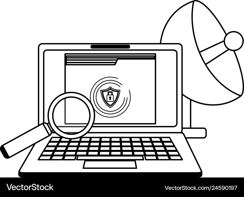 Security system technology in black and white Vector Image