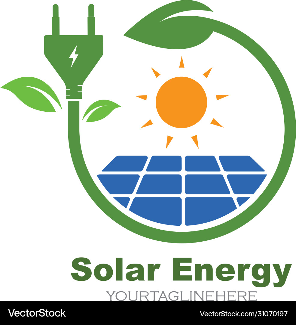 Solar panel logo icon natural energy Royalty Free Vector