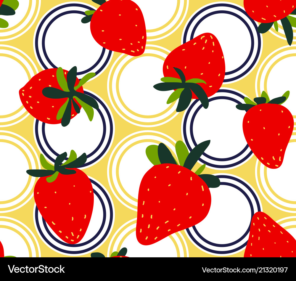 Strawberries seamless pattern red strawberry Vector Image