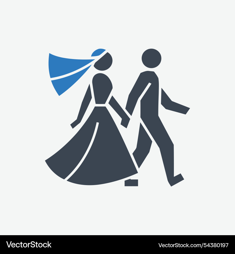 Wedding couple strolling icon Royalty Free Vector Image