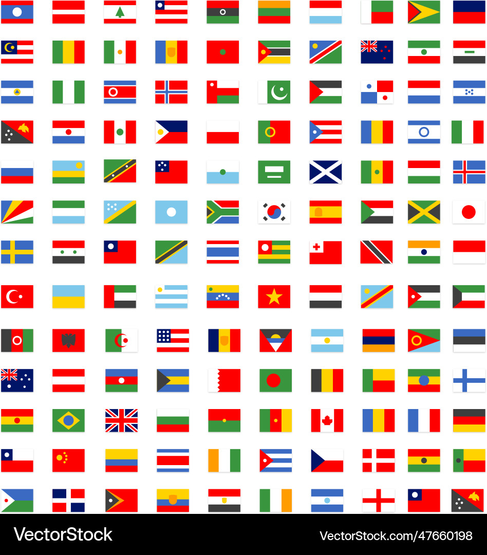 All world flags - set of rectangular icons Vector Image