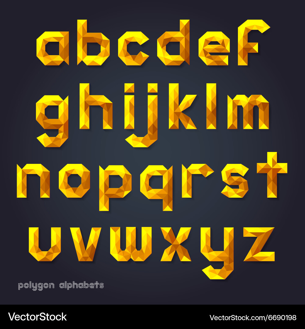 Alphabet gold color polygon style Royalty Free Vector Image