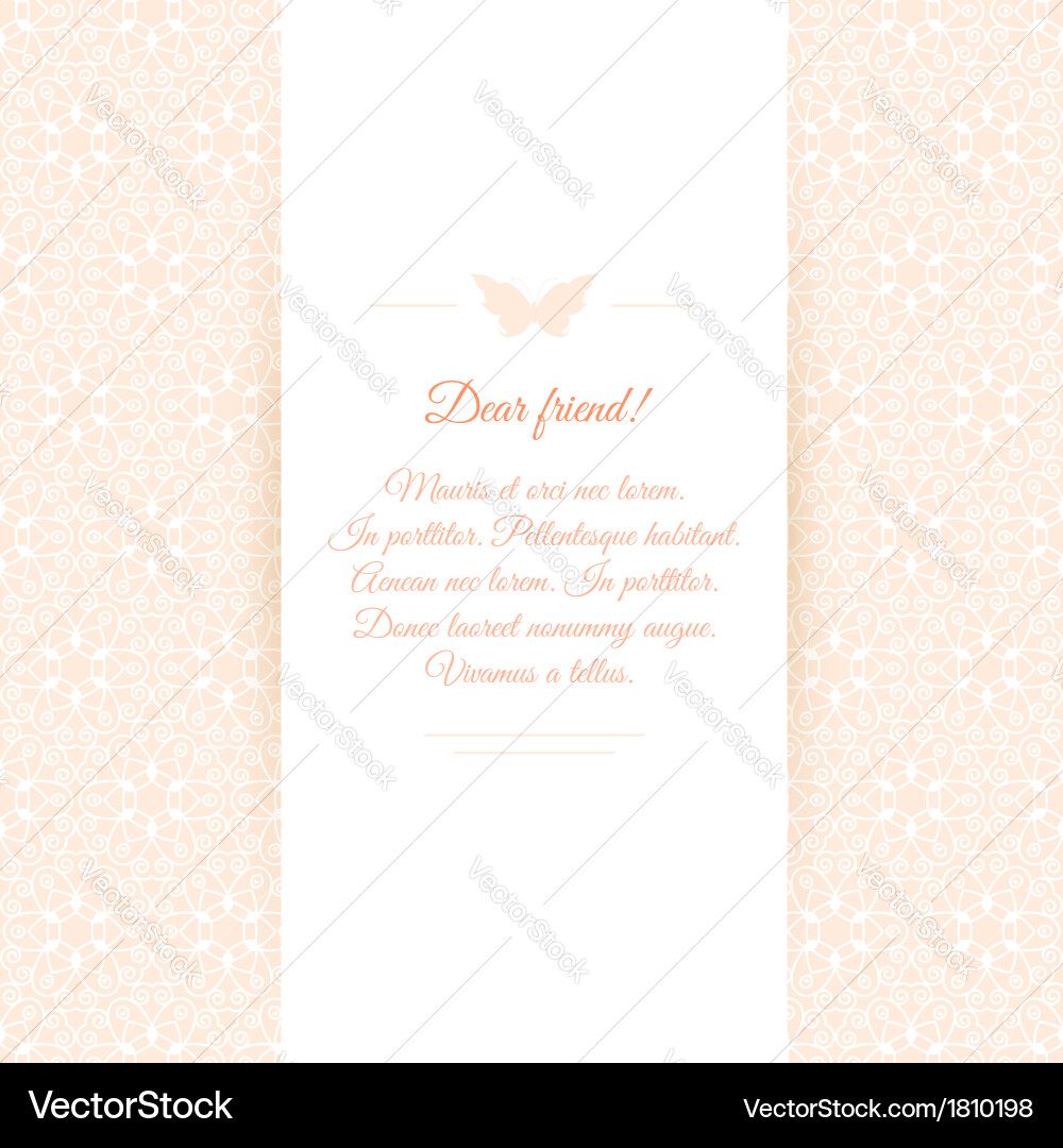 Beautiful invitation card on ornate background Vector Image