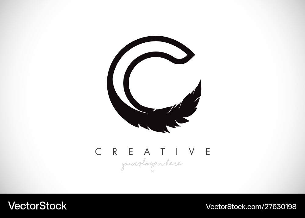 C feather letter logo icon design Royalty Free Vector Image