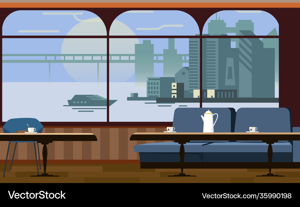 Cafe interior with tables and couch Royalty Free Vector