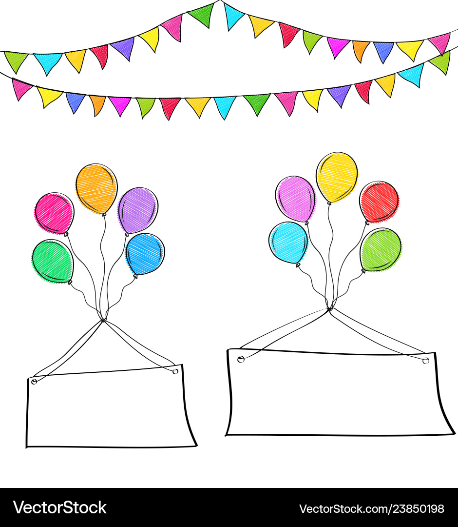 Carnival party banner with colorful flags Vector Image