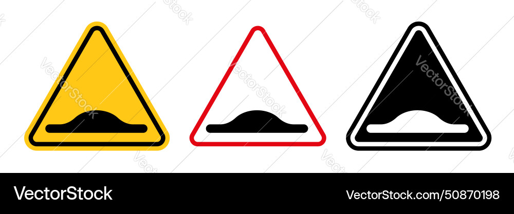 Caution speed ramps sign icon set warning Vector Image