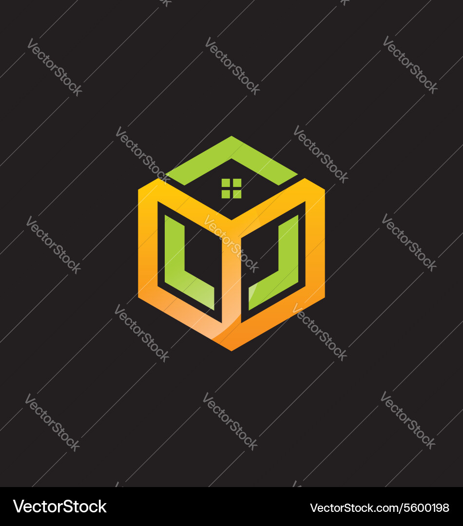 Cube house abstract construction logo Royalty Free Vector