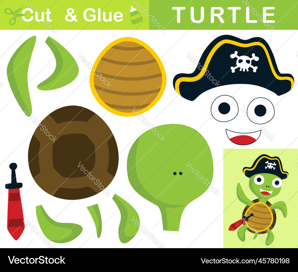 Cute turtle wearing pirate cap Royalty Free Vector Image