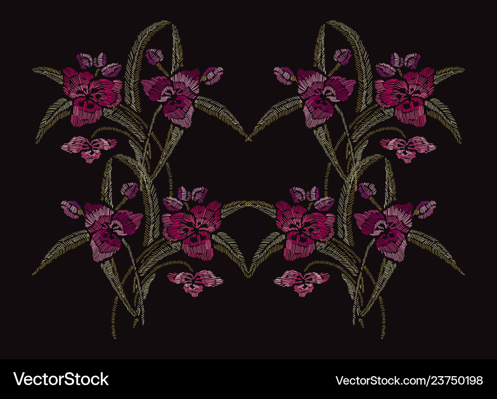 Embroidery floral decoration Royalty Free Vector Image