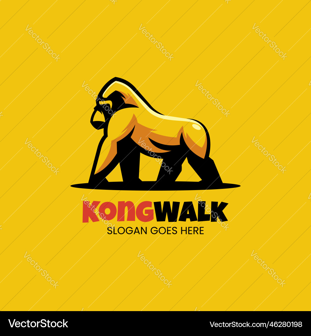 Logo kong walk simple mascot style Royalty Free Vector Image
