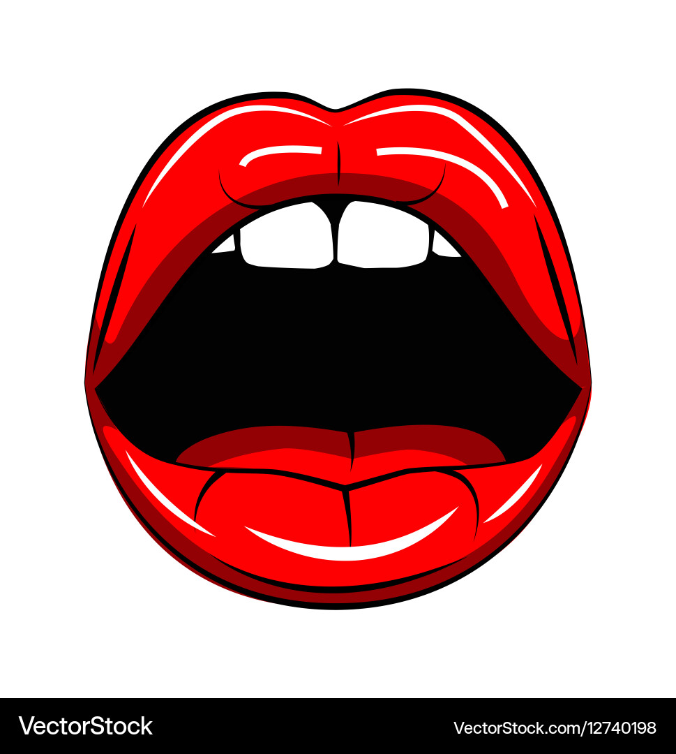 Open red lips with teeth abstract Royalty Free Vector Image