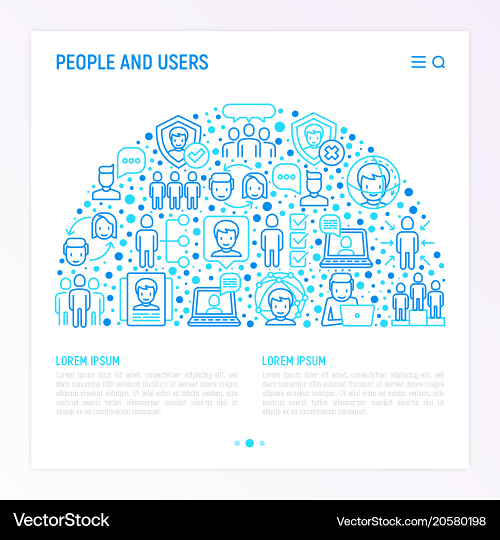 People and users concept in half circle Royalty Free Vector