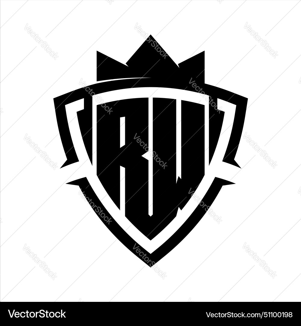 Rw letter bold monogram triangle curve shield Vector Image