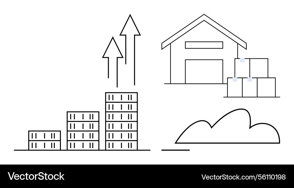 Warehouse storage growth with rising trends Vector Image