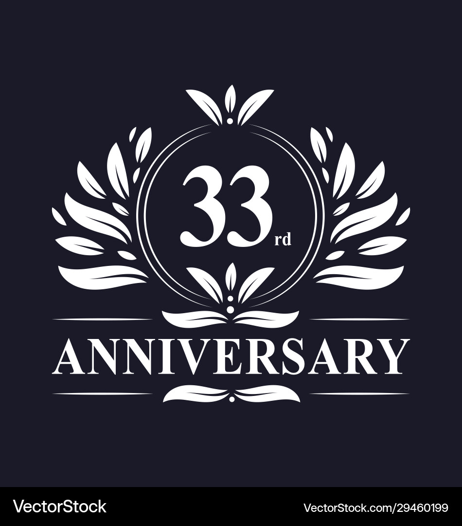 33 years anniversary logo 33rd Royalty Free Vector Image